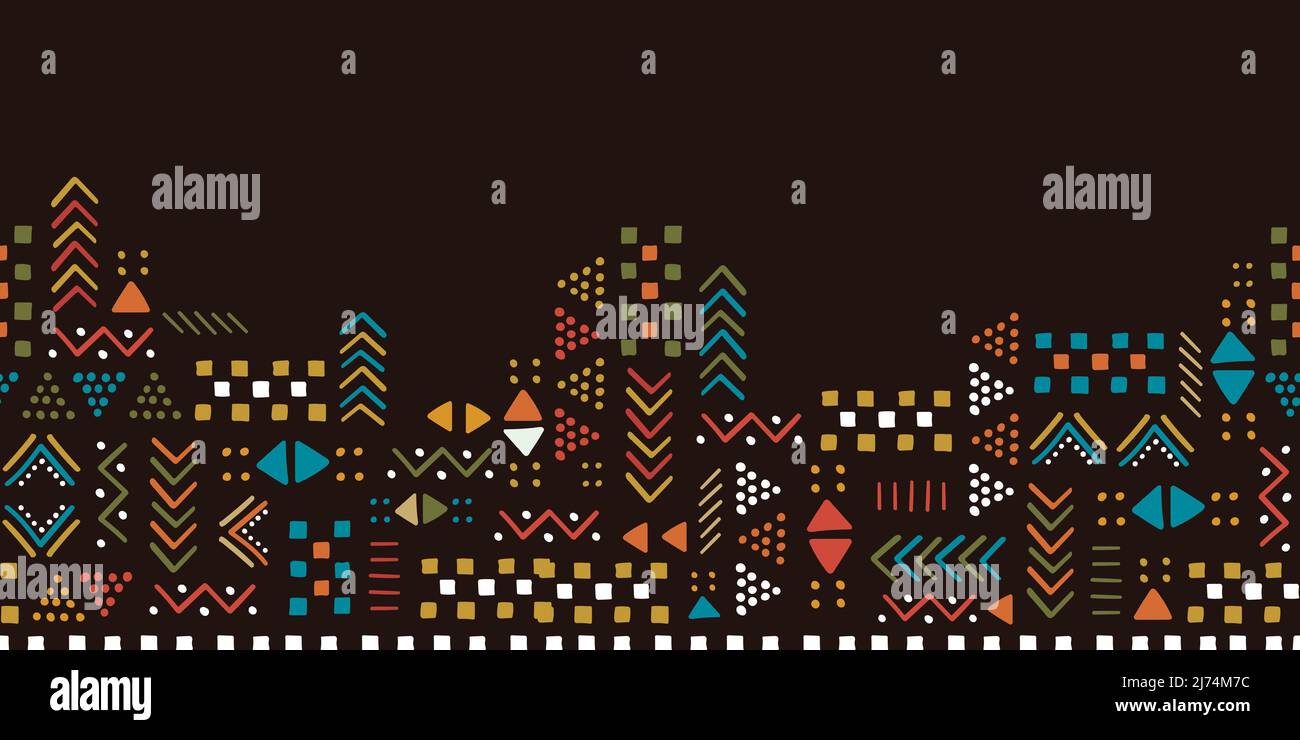 Hand drawn abstract seamless pattern, ethnic background, african style ...