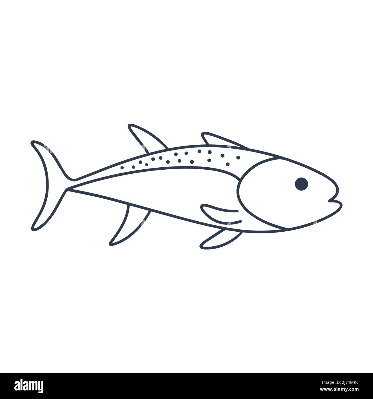 Fish silhouette isolated vector illustration. Sea or river trout doodle ...