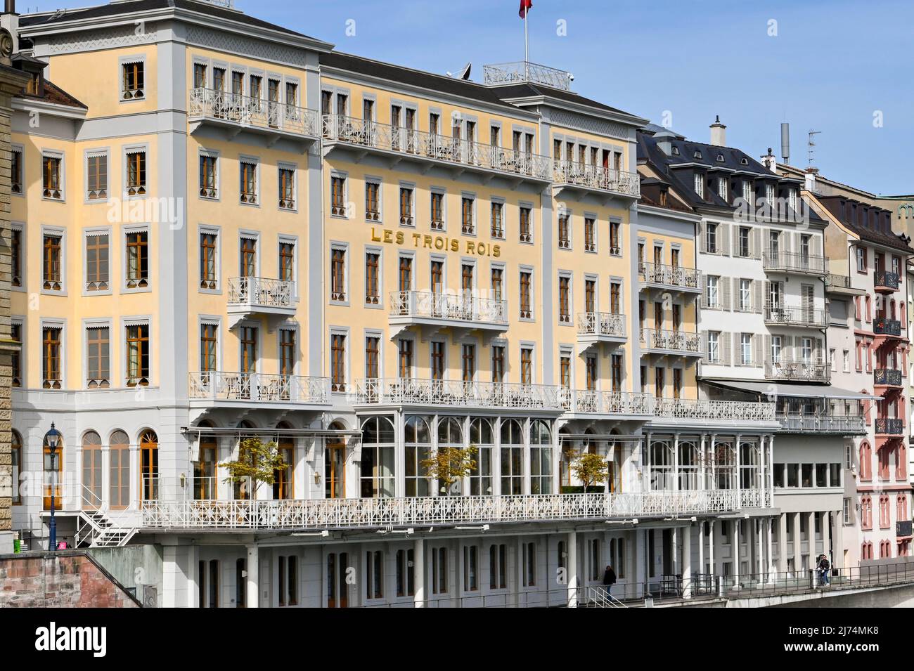 Basel, Switzerland - April 2022: Front exterior view of the luxury ...