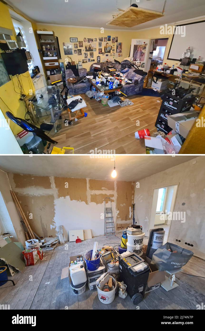 flat of a person with compulsive hoarding before and during the ...