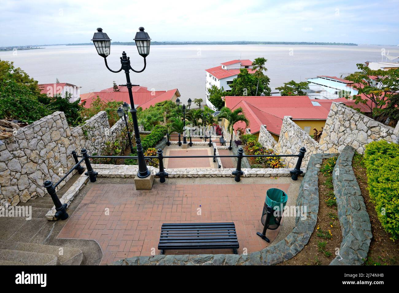 Stairs to Cerro Santa Ana at the Las Penas District, Ecuador, Guayaquil ...