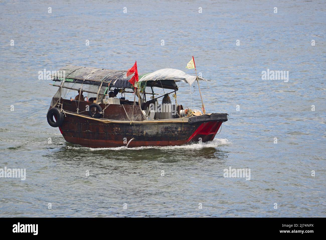 Old, traditional fishing boat on Hongkong River, China, Hong Kong Stock ...