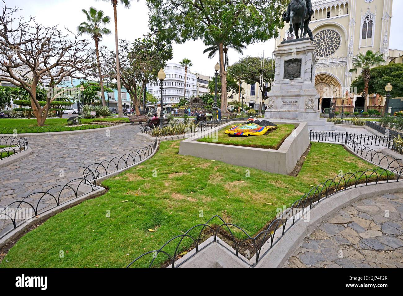 Parque Seminario (Parque Bolivar) with catholic cathedral in the old ...