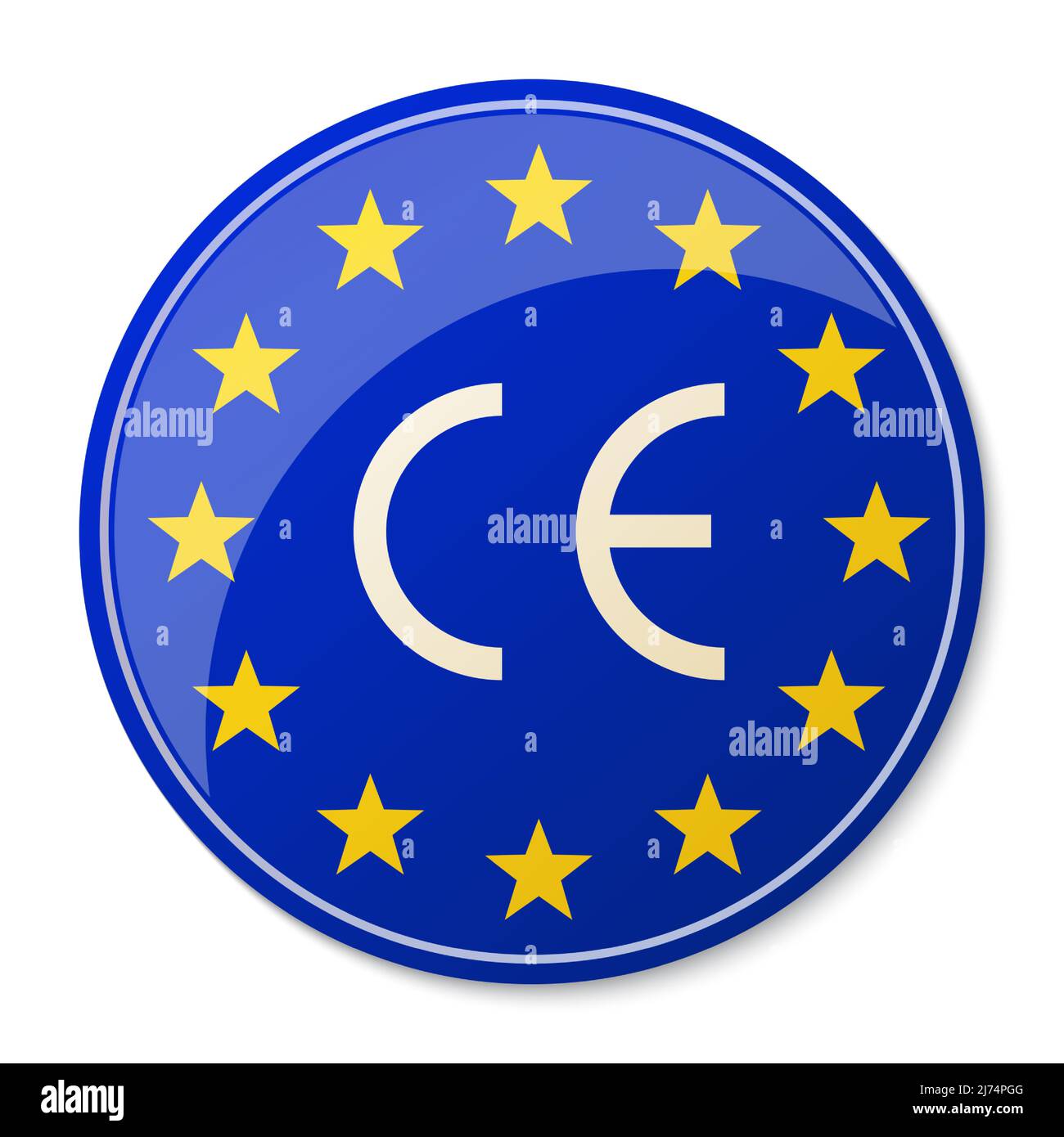 CE mark symbol. Vector illustration of glossy button. European ...