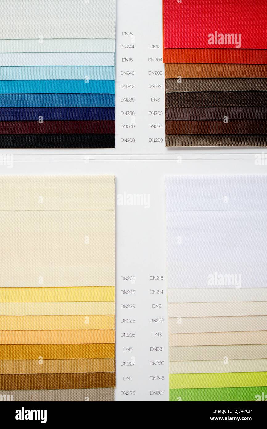 Catalog of different shades of fabric colors. Variety of color of dense ...