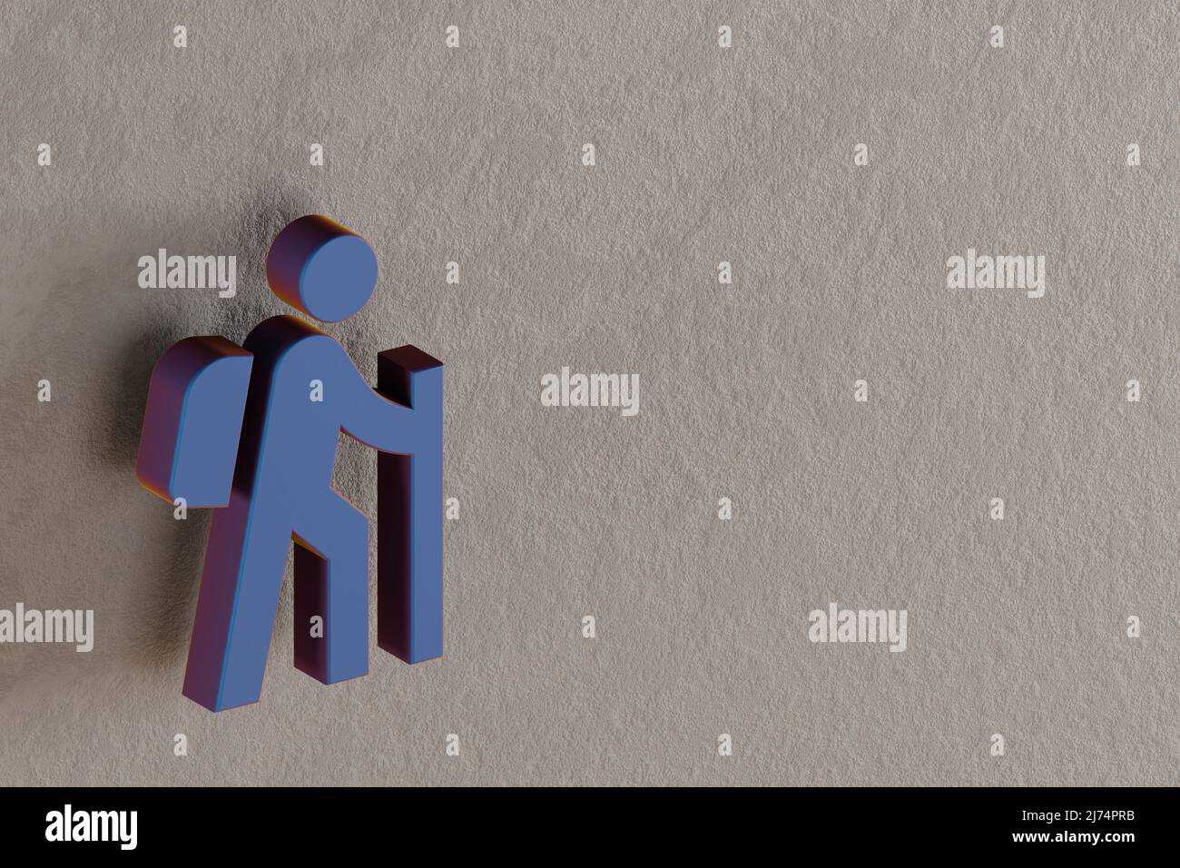 Beautiful abstract illustrations Blue Hiking symbol icons on a wall ...