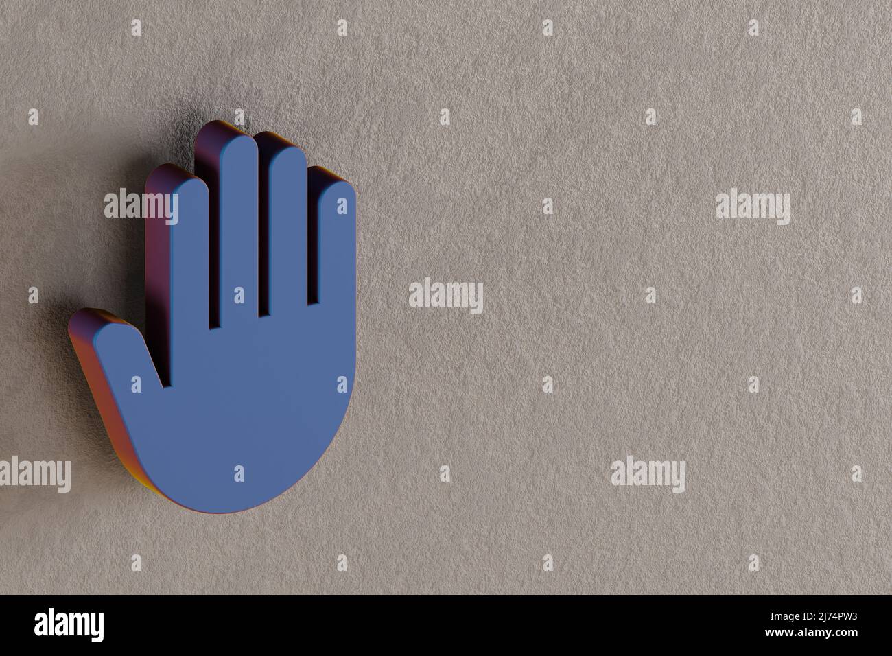 Beautiful abstract illustrations Blue Left Hand symbol icons on a wall ...