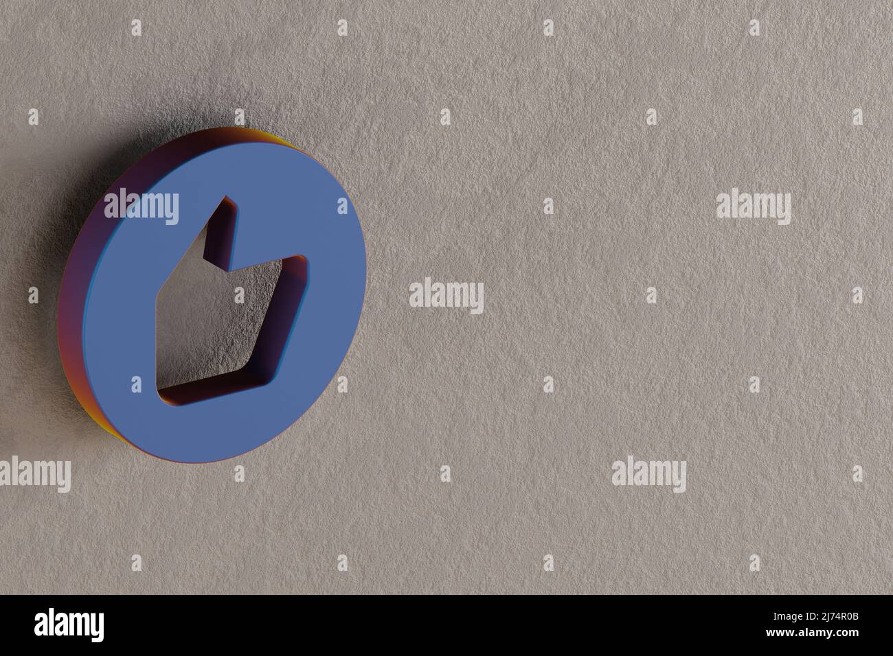 Beautiful abstract illustrations Blue Recommend symbol icons on a wall ...