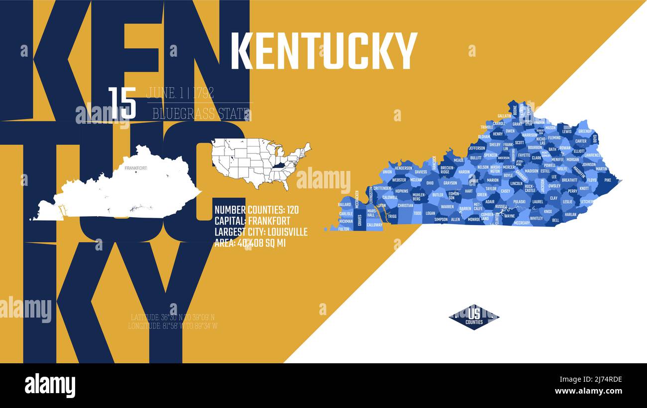 15 of 50 states of the United States, divided into counties with ...