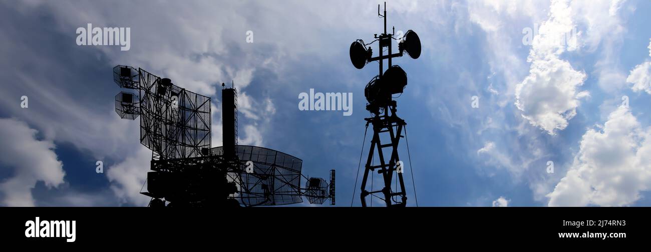 Air defense radars of military mobile anti aircraft systems, modern ...