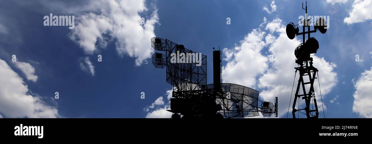 Air defense radars of military mobile anti aircraft systems, modern ...