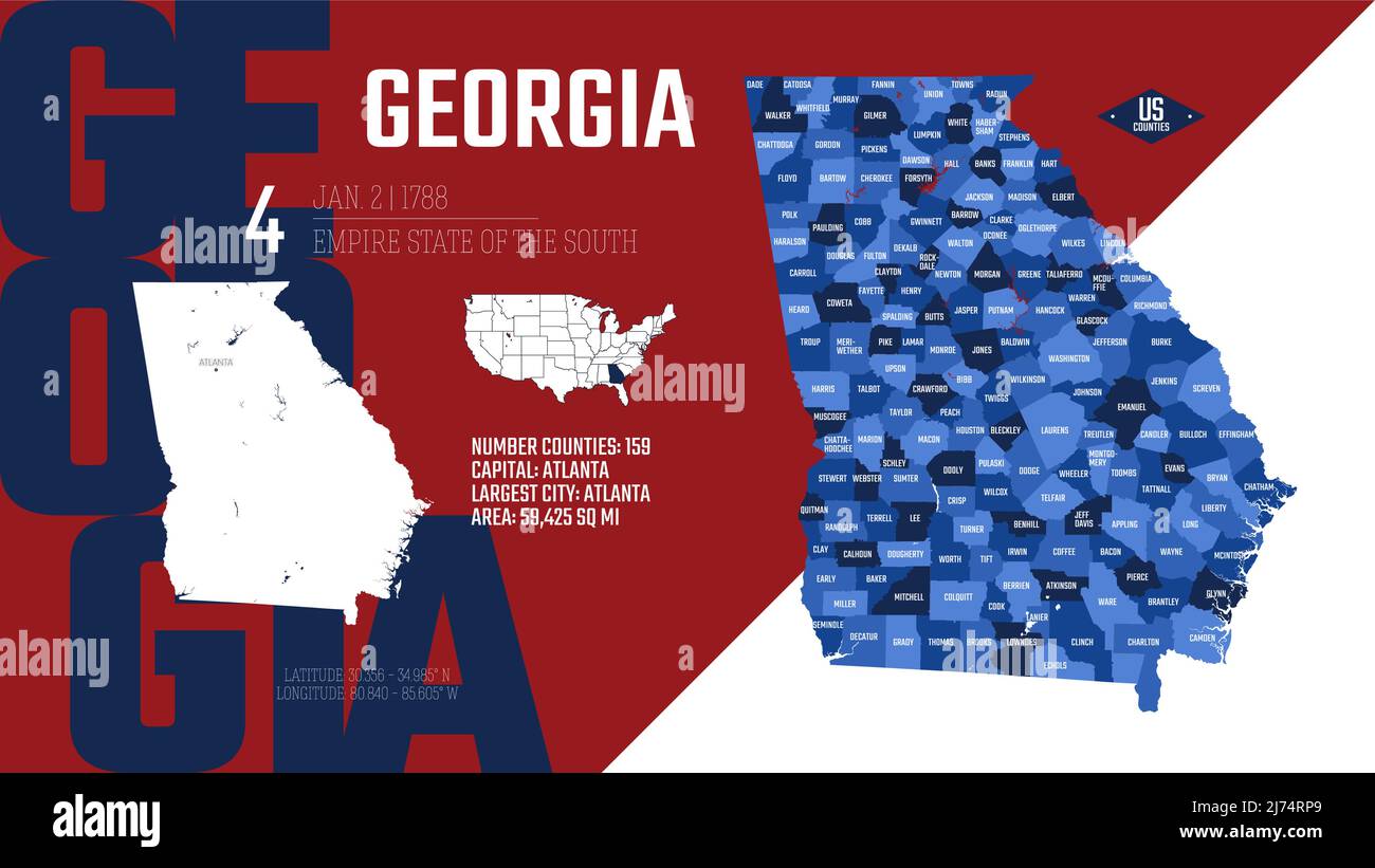Map Of Georgia Counties With Names Mitchell, S. Augustus “County Map