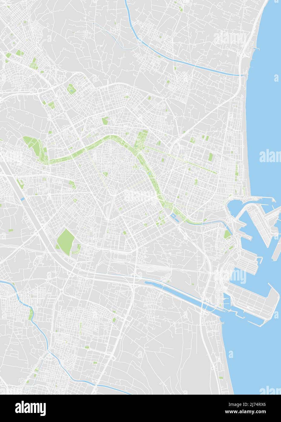 City map Valencia, color detailed plan, vector illustration Stock ...