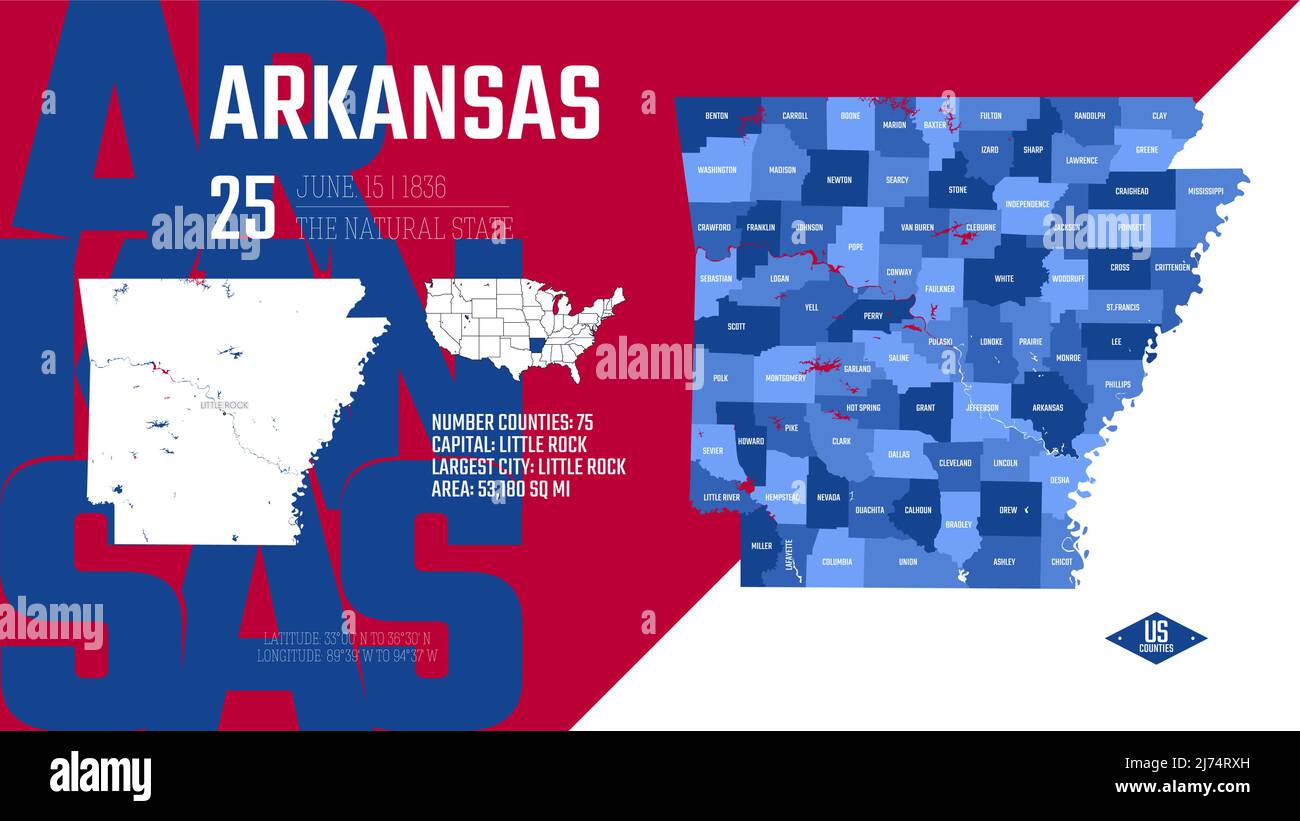 25 of 50 states of the United States, divided into counties with ...