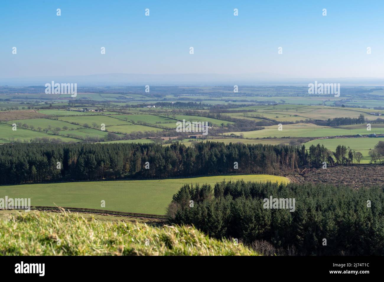 Burnswark Hillfort view south Stock Photo - Alamy