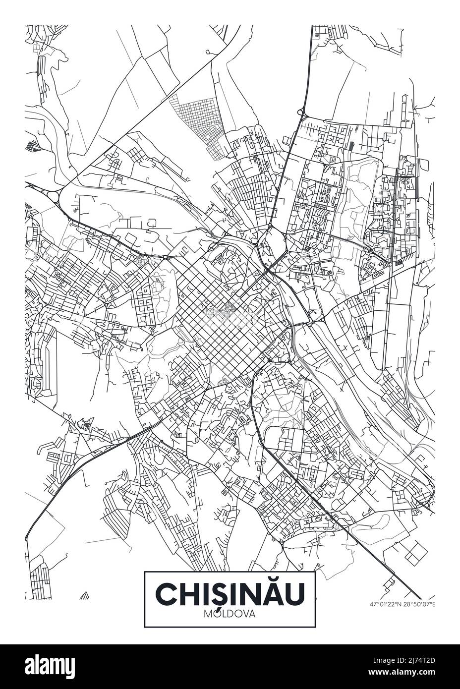 City map Chisinau, travel vector poster design Stock Vector Image & Art ...