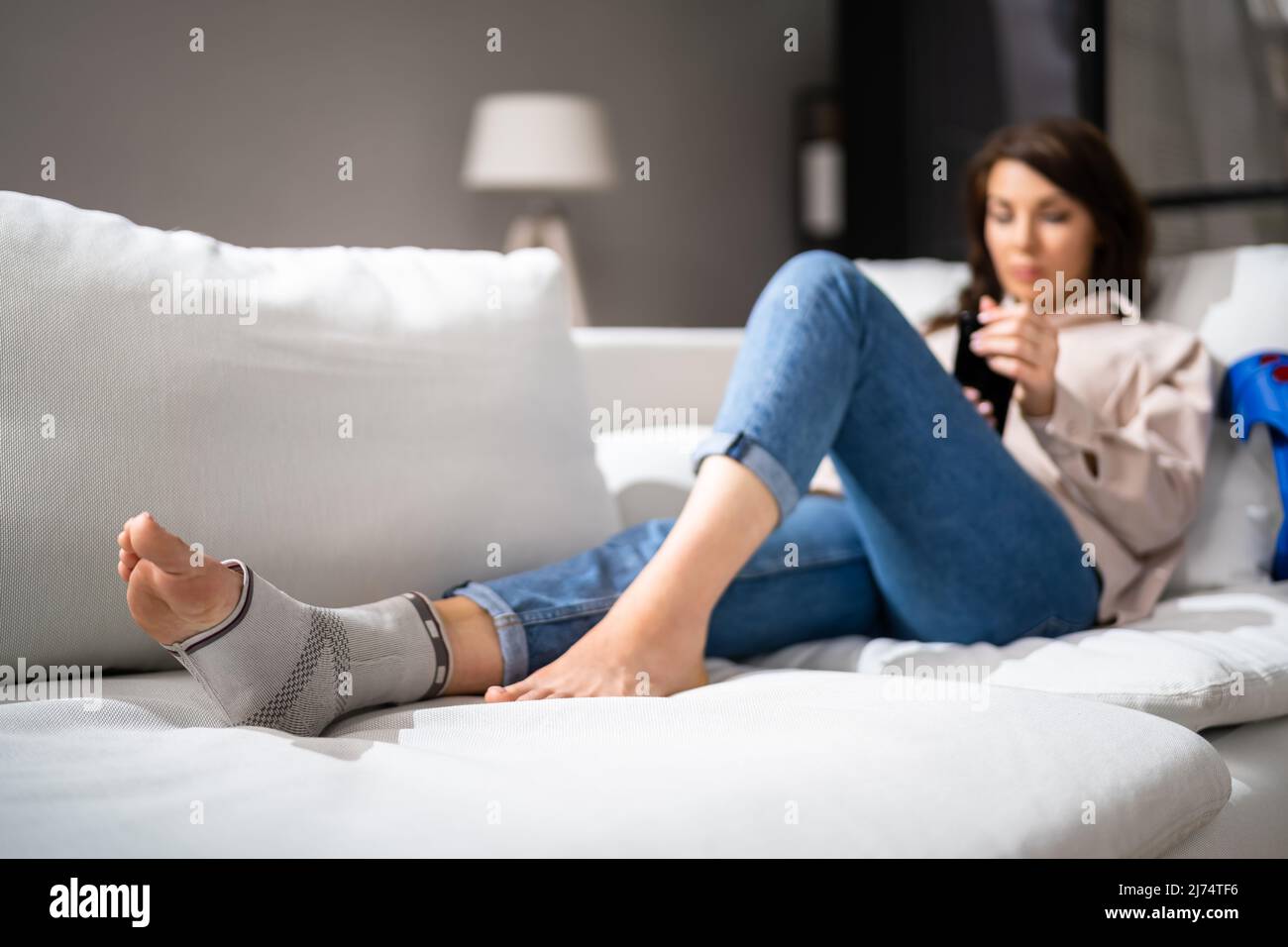 Ankle Sprain Bandage. Medical Foot Trauma Therapy Stock Photo - Alamy