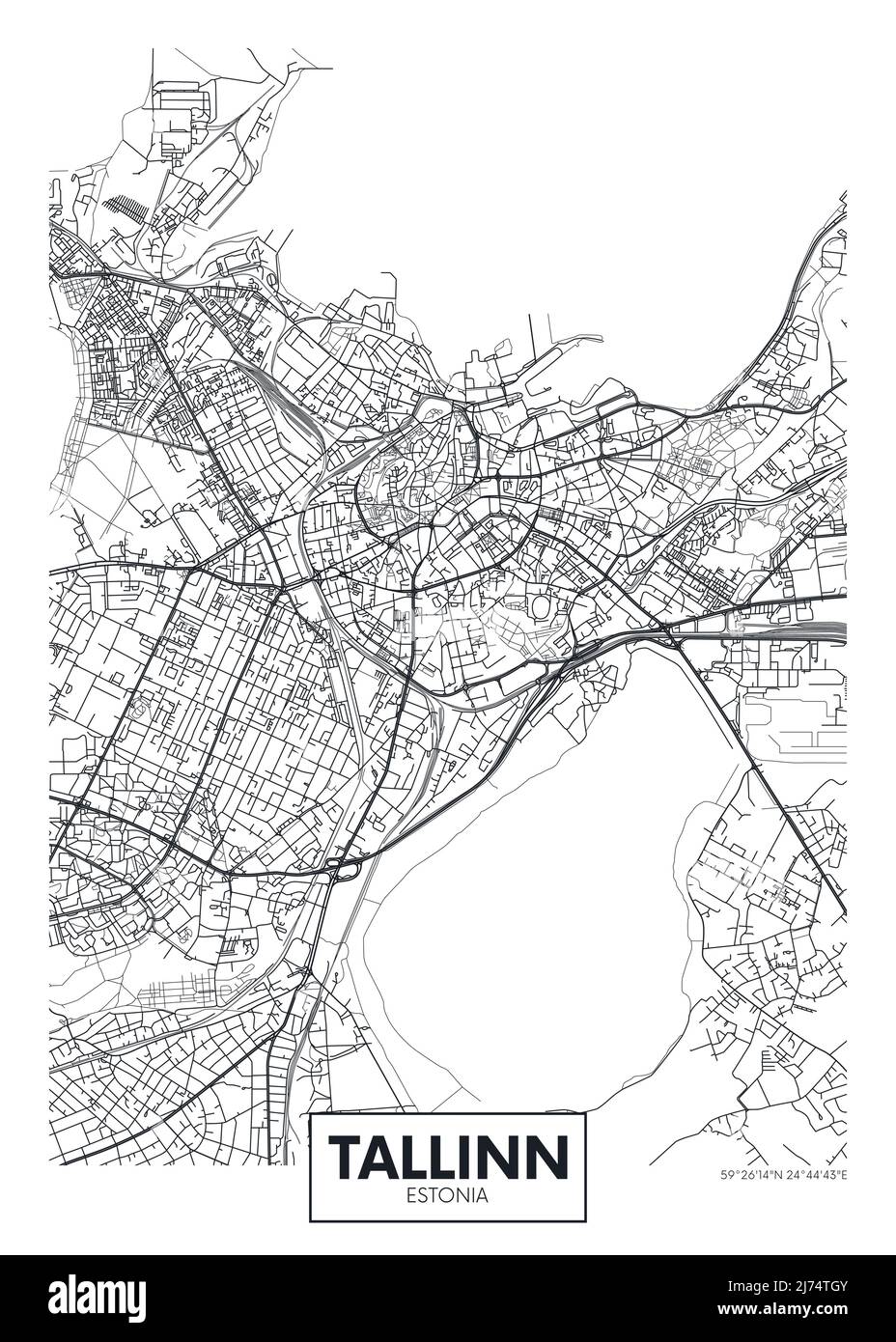 City map Tallinn, travel vector poster design Stock Vector Image & Art ...