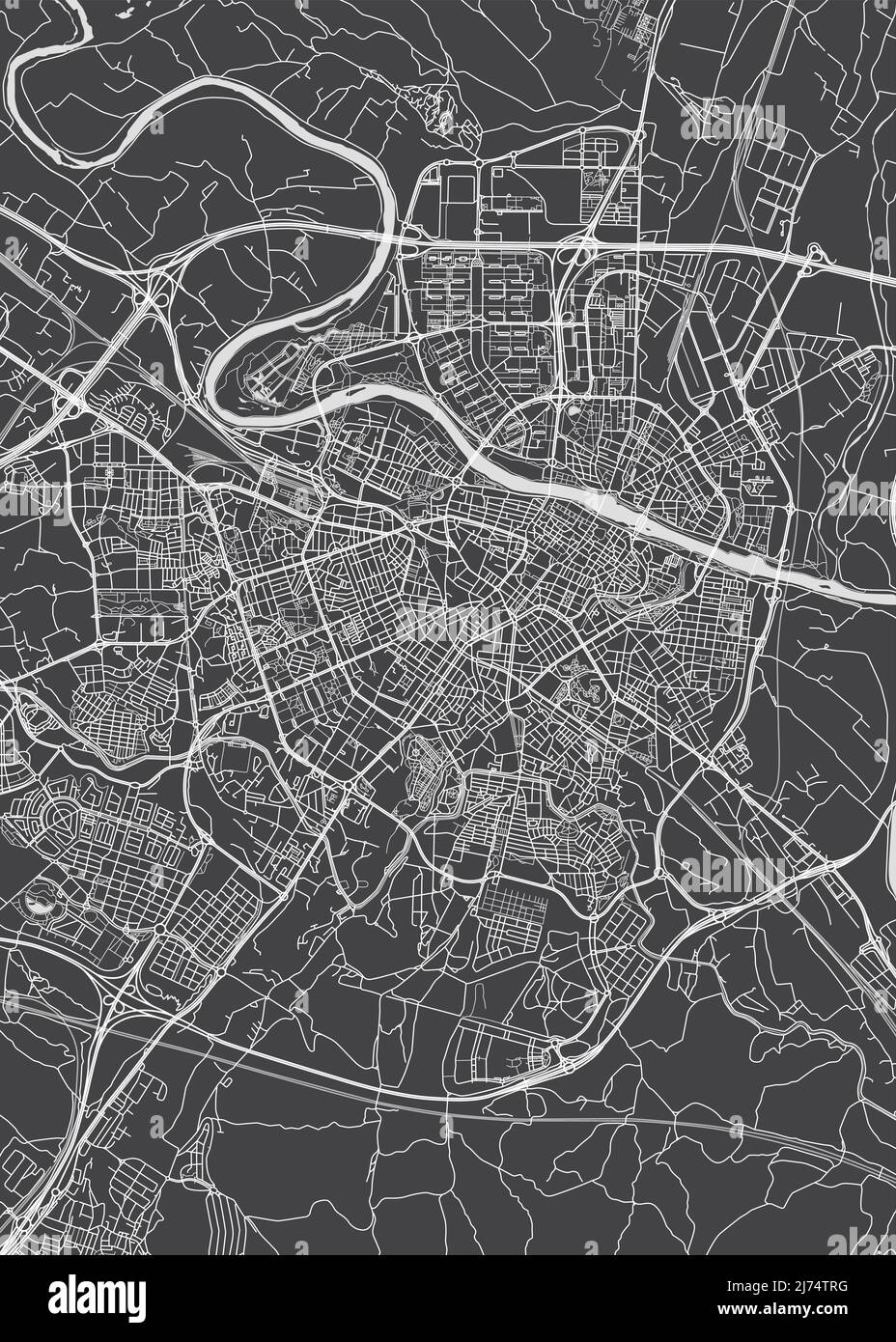 City map Zaragoza, monochrome detailed plan, vector illustration Stock ...