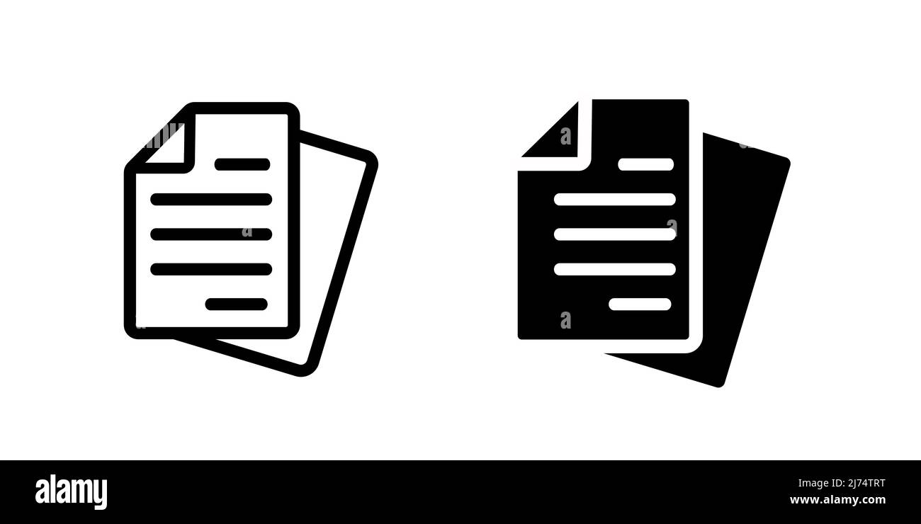 Copy documents line icon. Doc file duplicates sign. Office note symbol ...