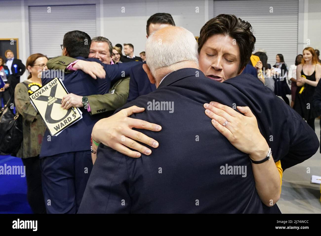 SNP Alison Thewliss (centre right) congratulates a candidate at the ...