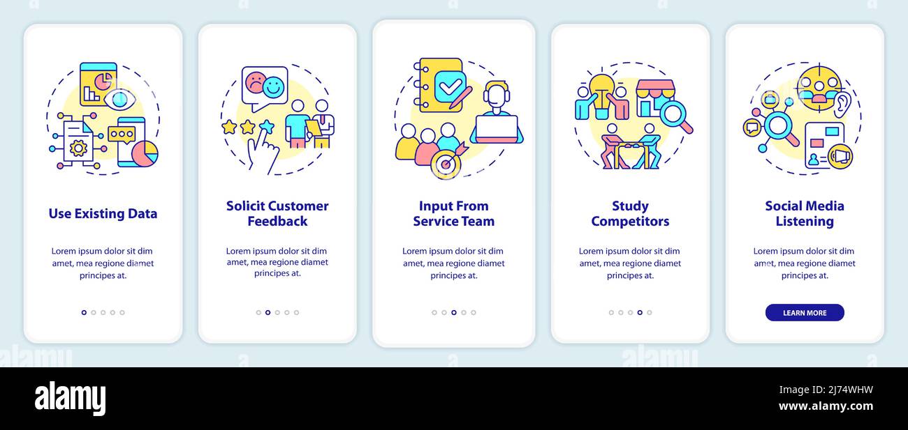 Identifying customer needs onboarding mobile app screen Stock Vector ...
