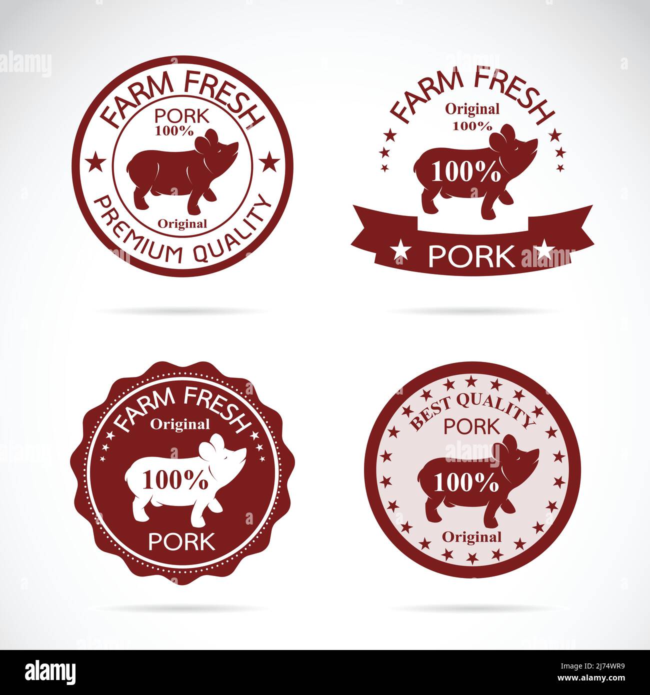 Set of vector pig label on white background. Animals Stock Vector Image ...