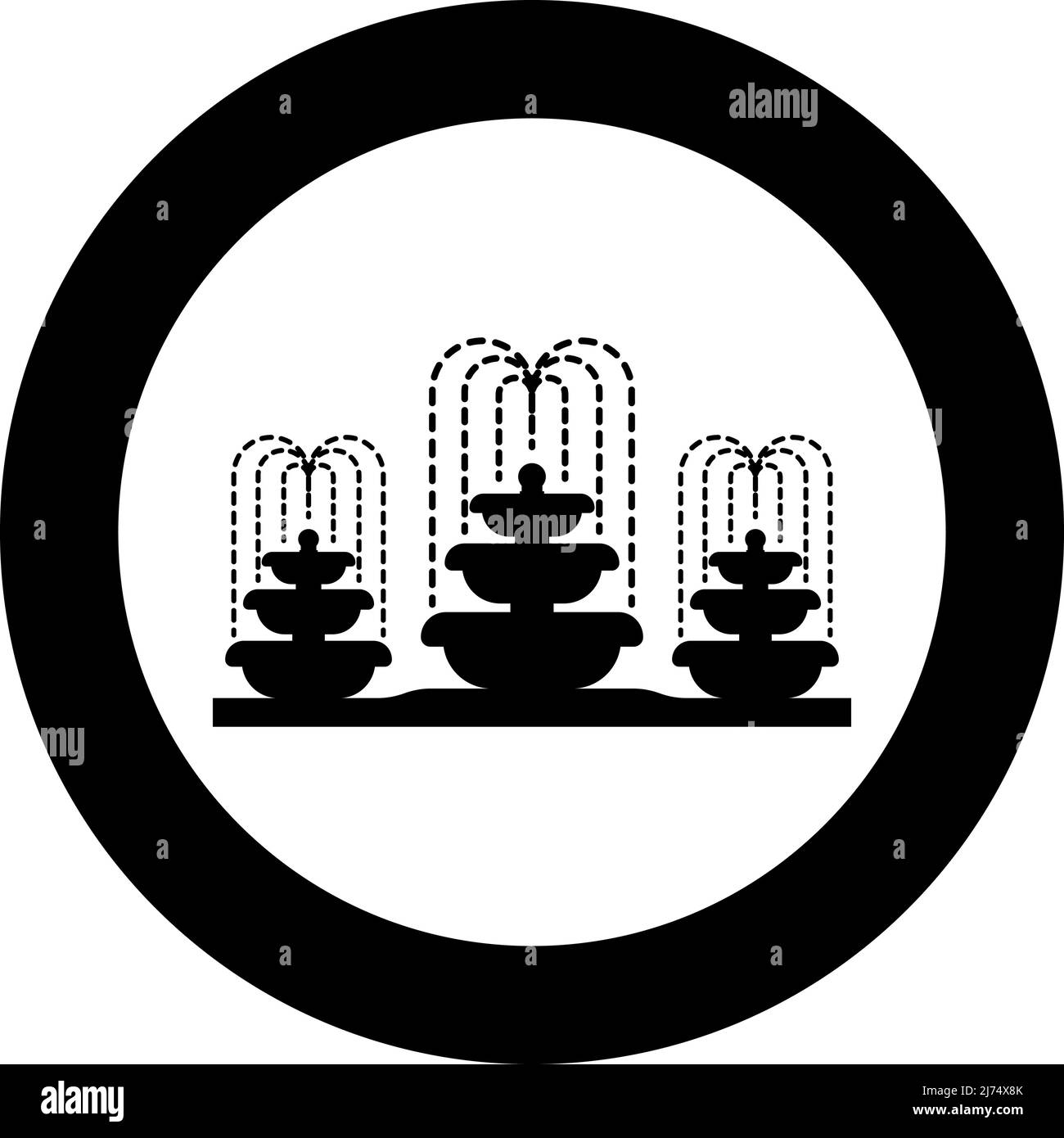 Fountain stream icon in circle round black color vector illustration ...