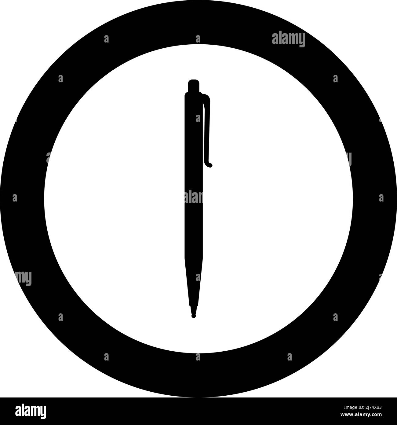 Pen ballpoint icon in circle round black color vector illustration ...