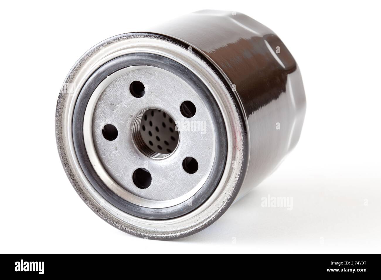 Modern, new, black colored oil filter on a white background Stock Photo ...