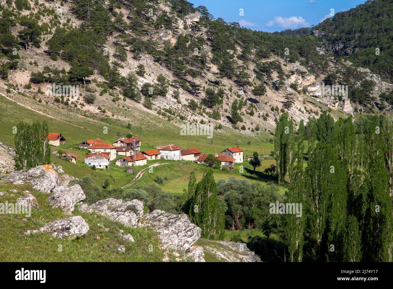 A village and mountain landscape in the Phrygian valley Stock Photo - Alamy