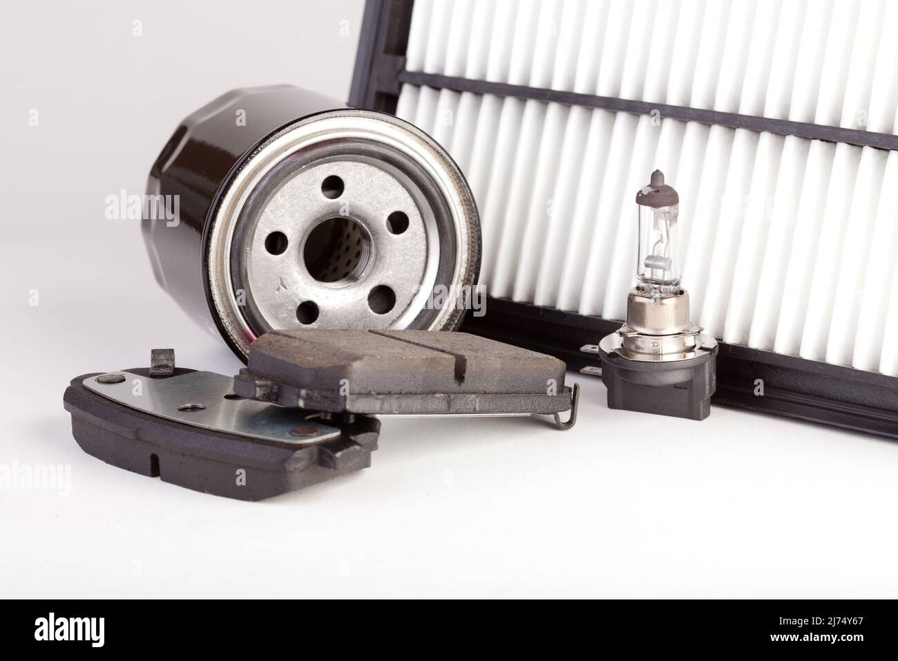 A set of parts to do routine maintenance on a modern vehicle Stock ...