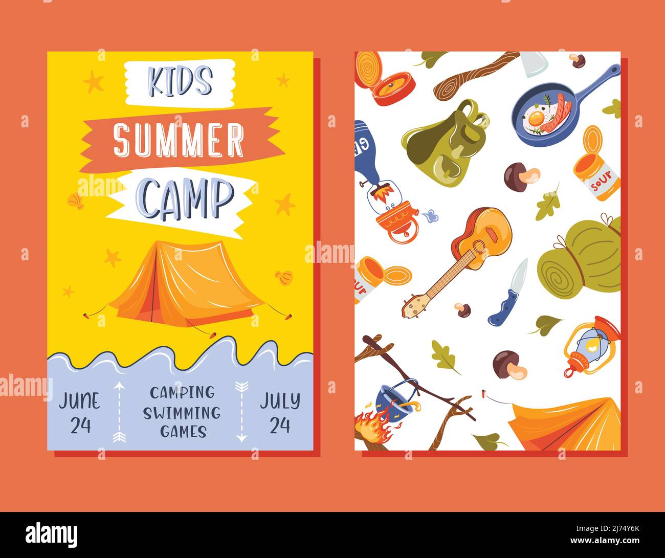 Flyer for the Kids Summer camp, concept with handdrawn lettering ...