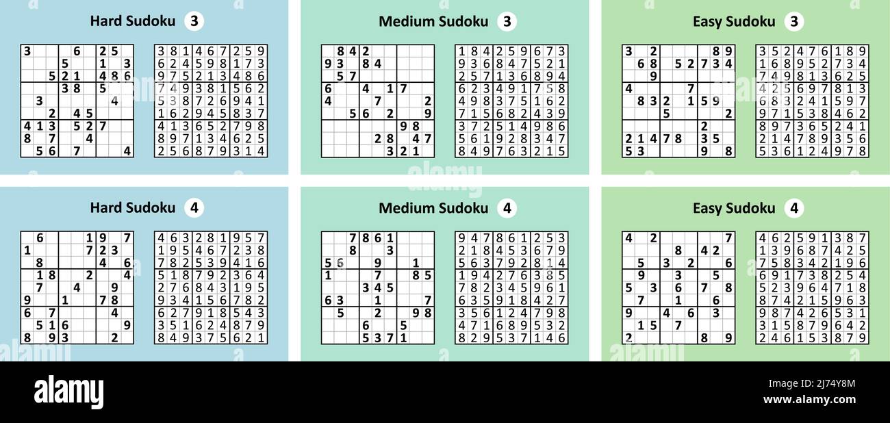 Collection Sudoku game with answers. Different complexity Stock Vector Image & Art - Alamy