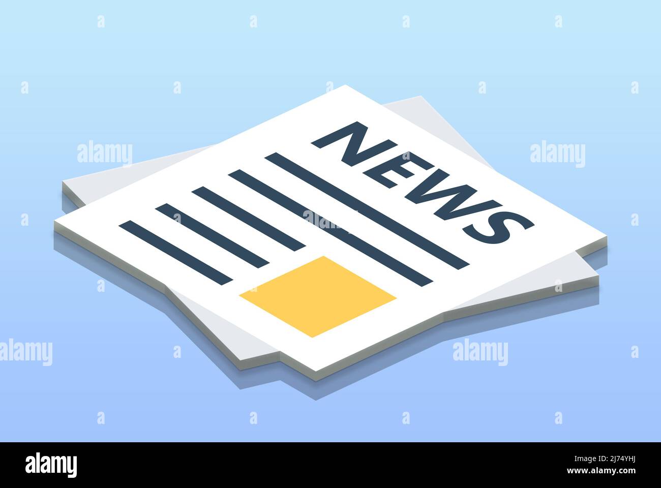 Newspaper icon on blue background, close up newspaper draw, vector ...