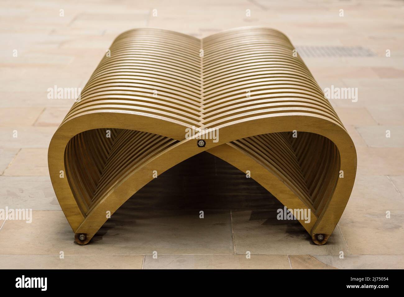 Modern design bench engineered from plywood Stock Photo - Alamy