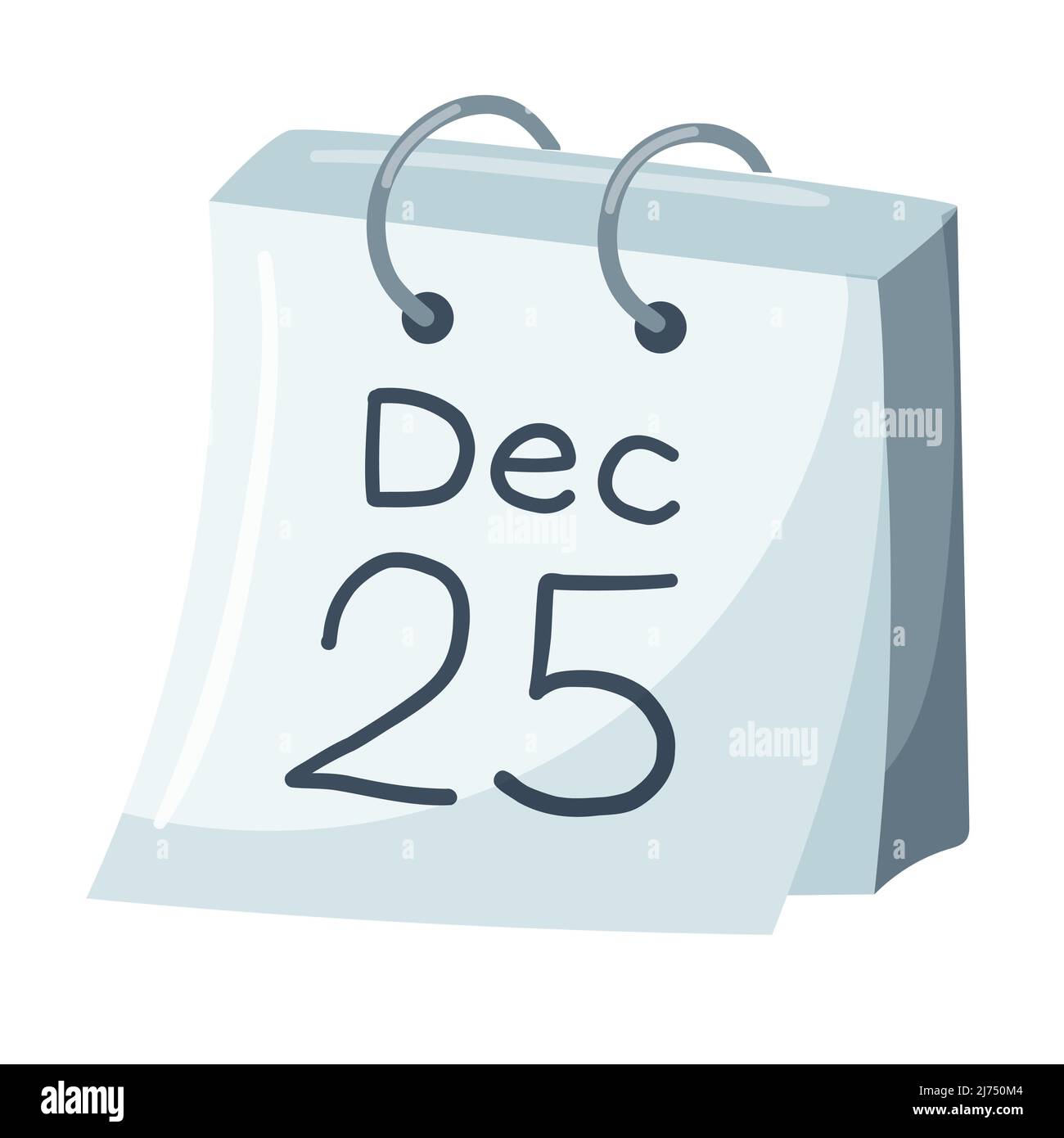A tear-off calendar with a date of December 25. Christmas Eve. The ...