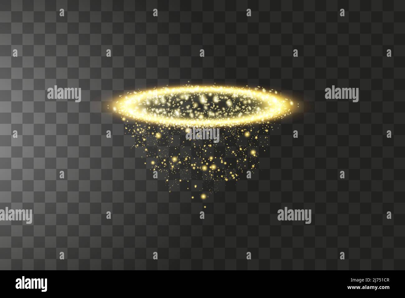 Golden halo angel ring. Isolated on black transparent background ...