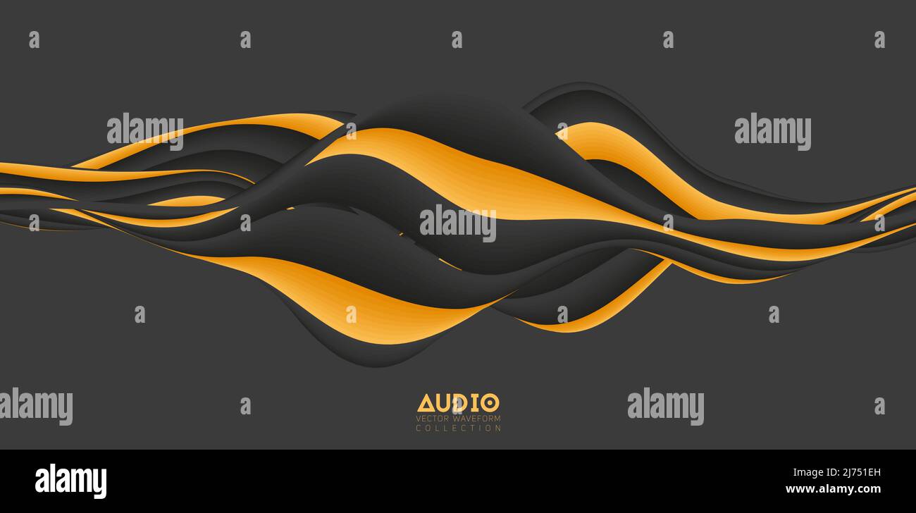 Sound wave visualiztion. 3D solid waveform. Voice sample pattern Stock ...