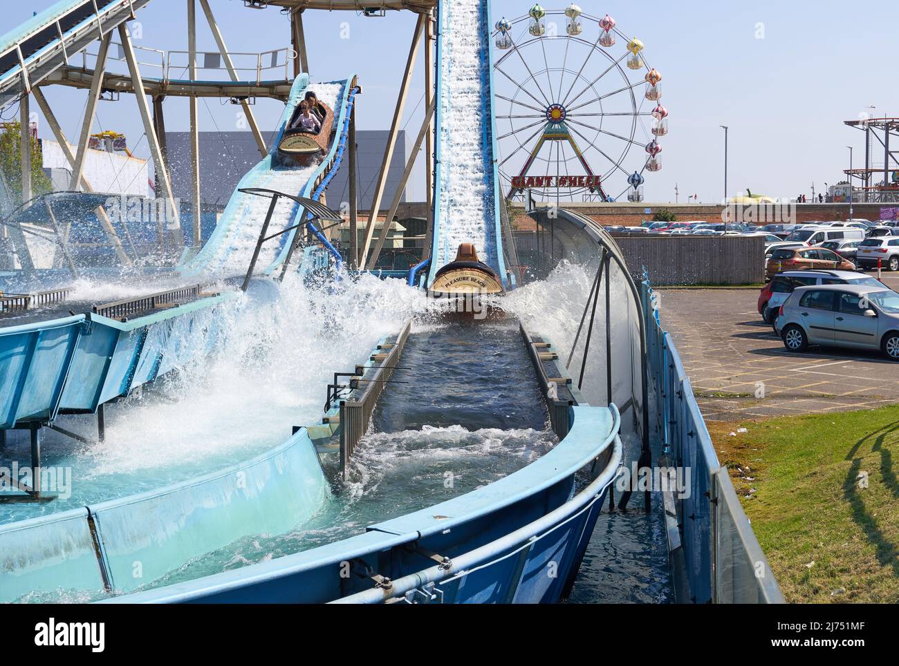 Log flume ride at Skegness, Lincolnshire, UK Stock Photo - Alamy