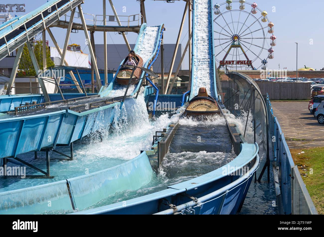 Log flume ride at Skegness, Lincolnshire, UK Stock Photo - Alamy