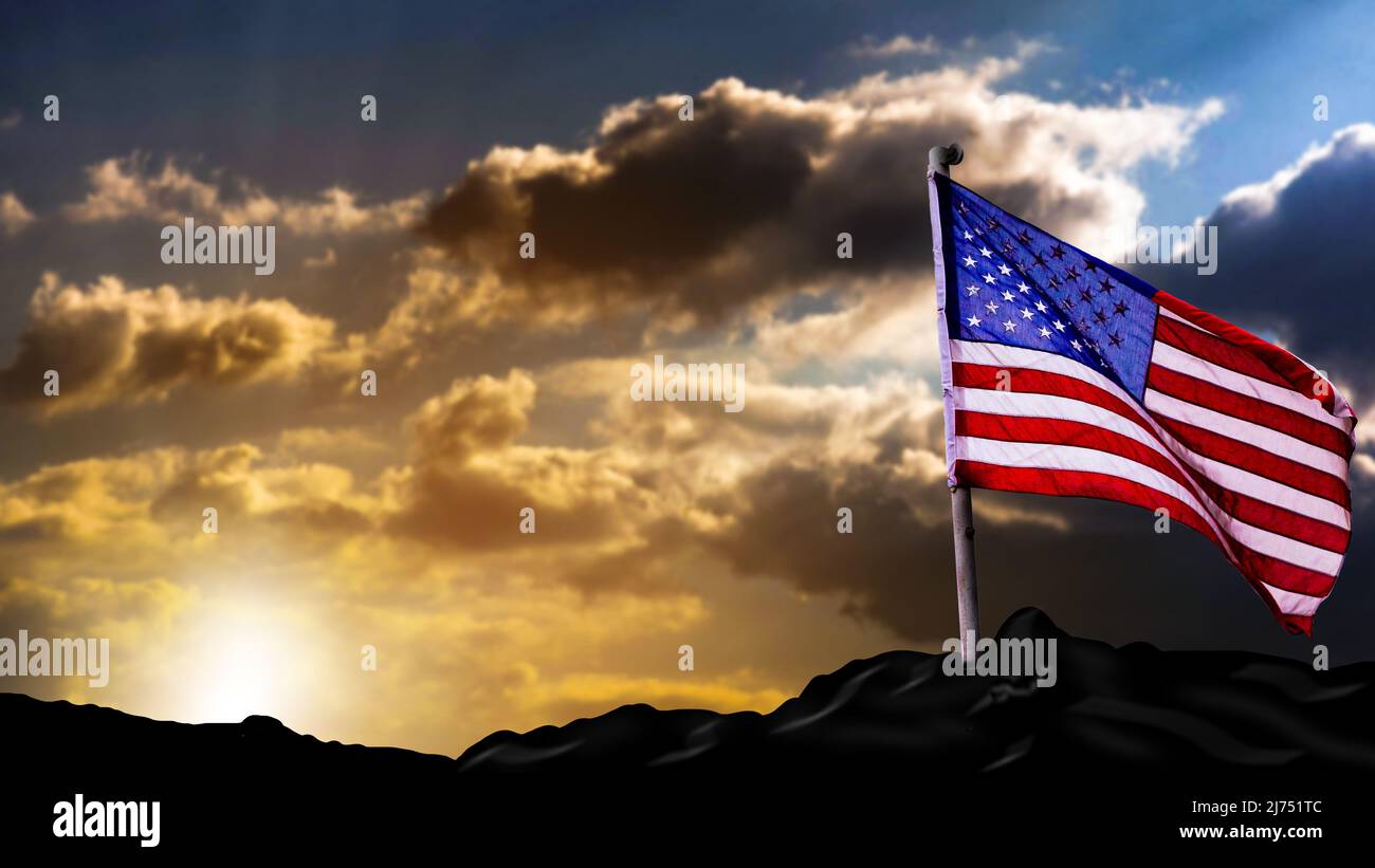 american flag in the sky Stock Photo - Alamy