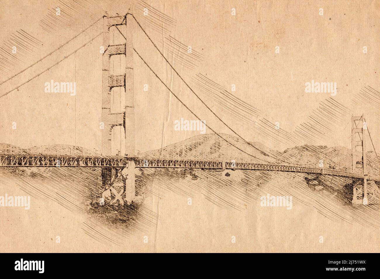 Golden Gate Bridge Pencil Drawing