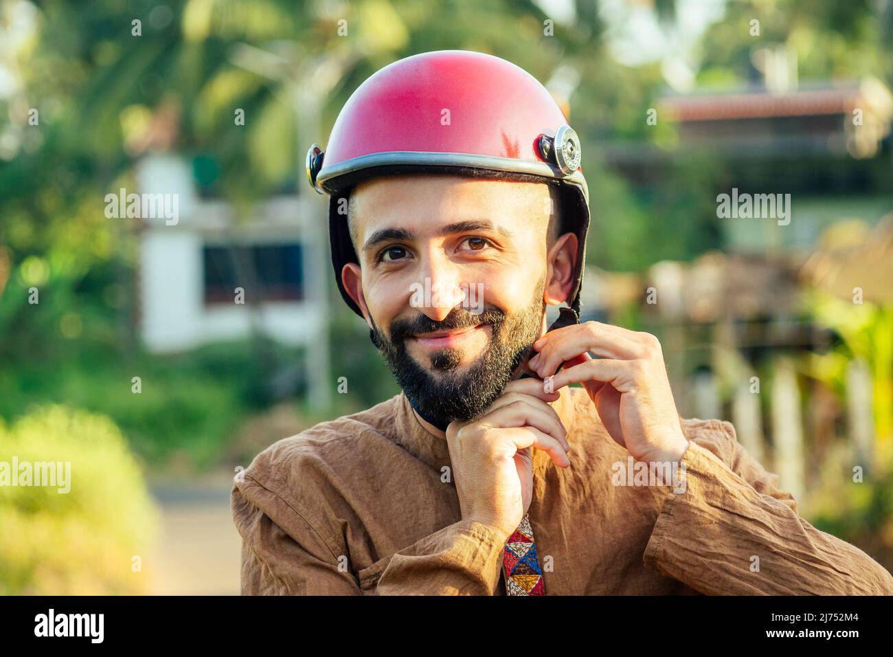 indian man wear helmet and ready to driving explore india attractions ...