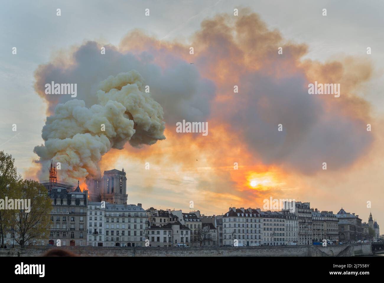 Cathedral Notre-Dame de Paris on fire, April 15th 2019 Stock Photo - Alamy