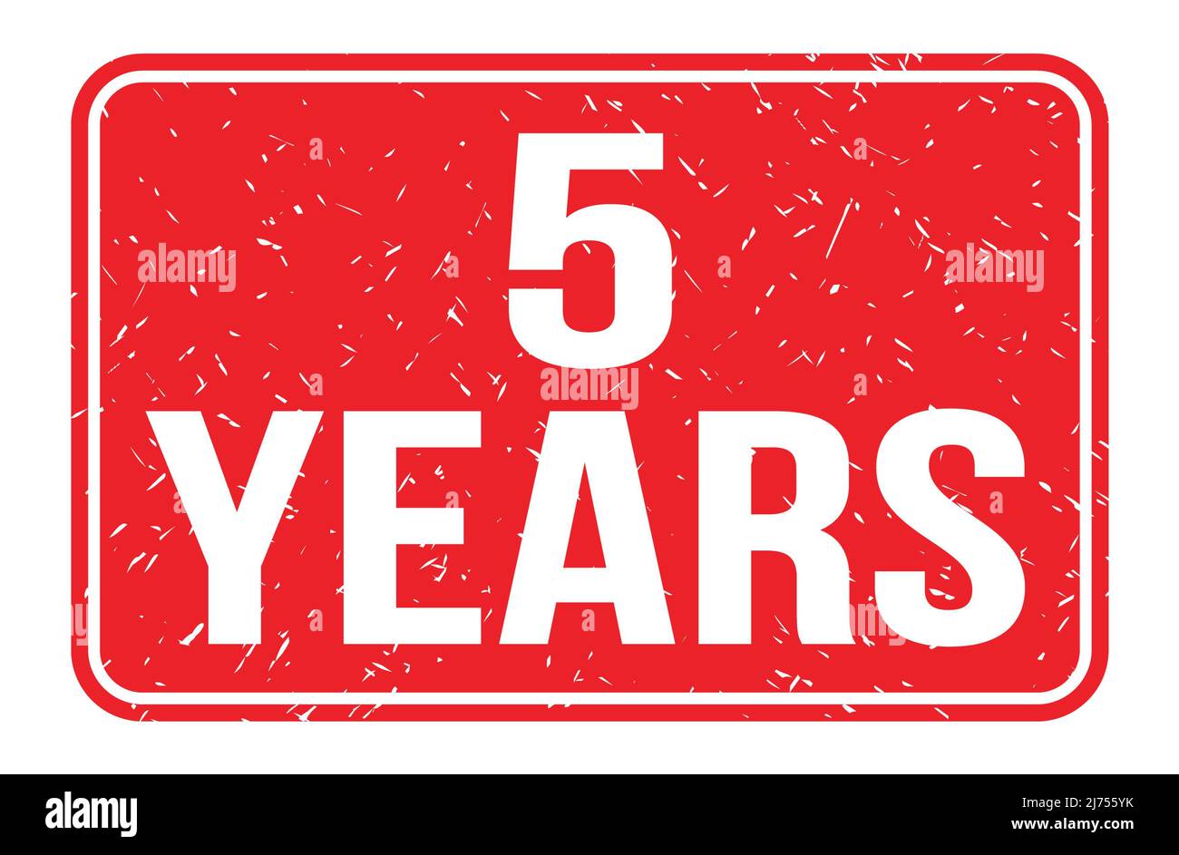 5 YEARS, words written on red rectangle stamp sign Stock Photo - Alamy