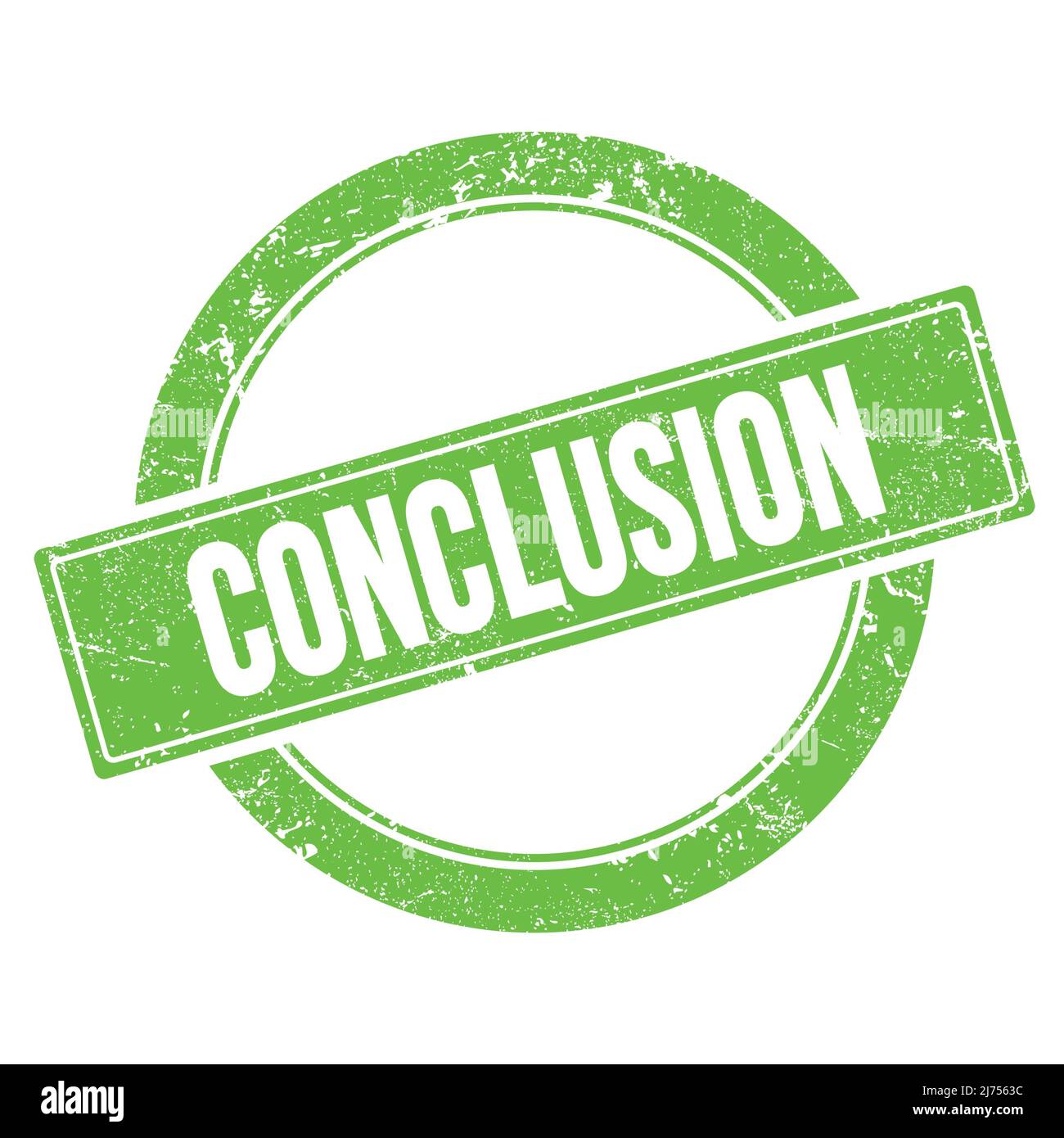CONCLUSION text on green grungy round vintage stamp Stock Photo - Alamy