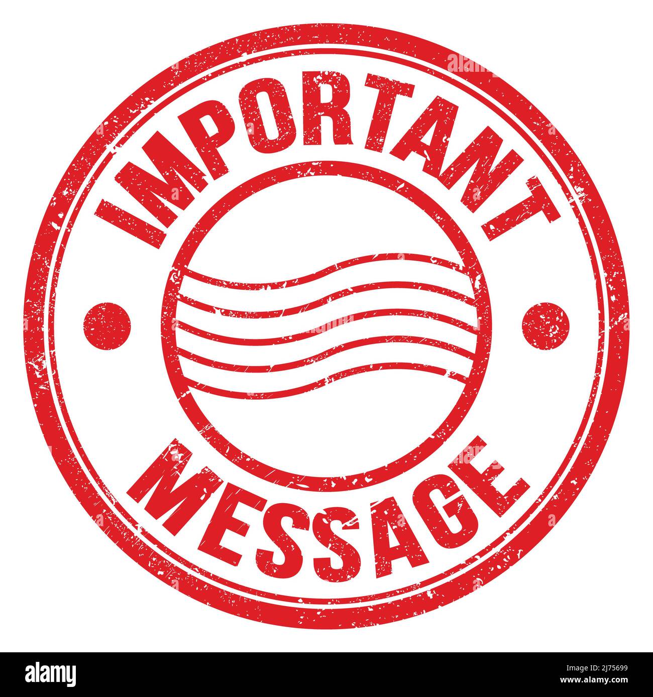IMPORTANT MESSAGE text written on red round postal stamp sign Stock ...