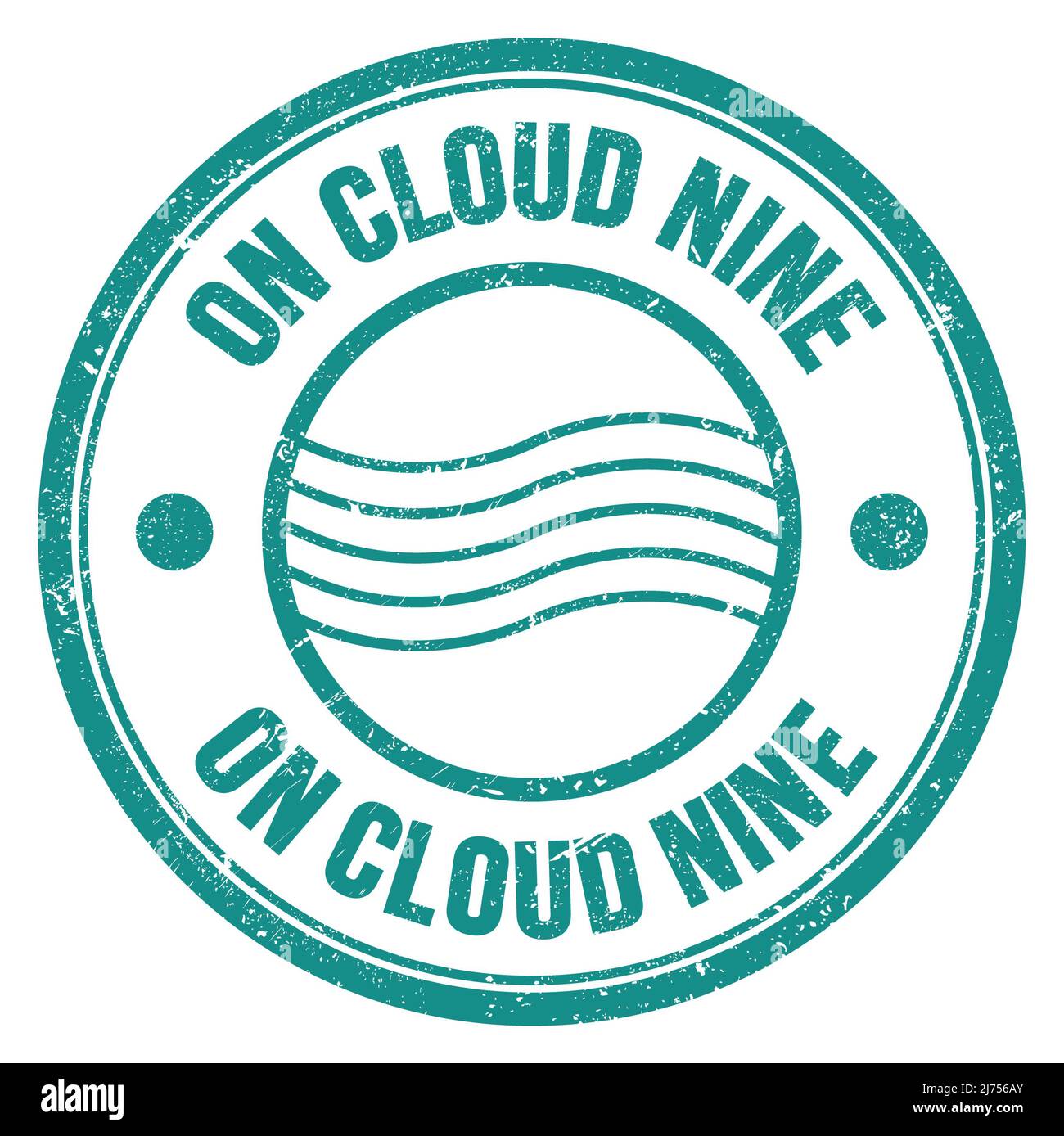 ON CLOUD NINE word written on blue round postal stamp sign Stock Photo ...