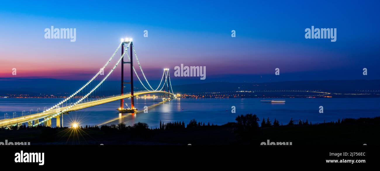 1915 Canakkale Bridge in Canakkale, Turkey. World's longest suspension ...